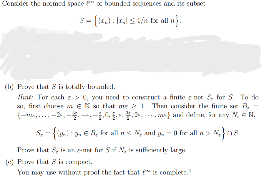 Solved Consider the normed space ℓ∞ of bounded sequences and | Chegg.com