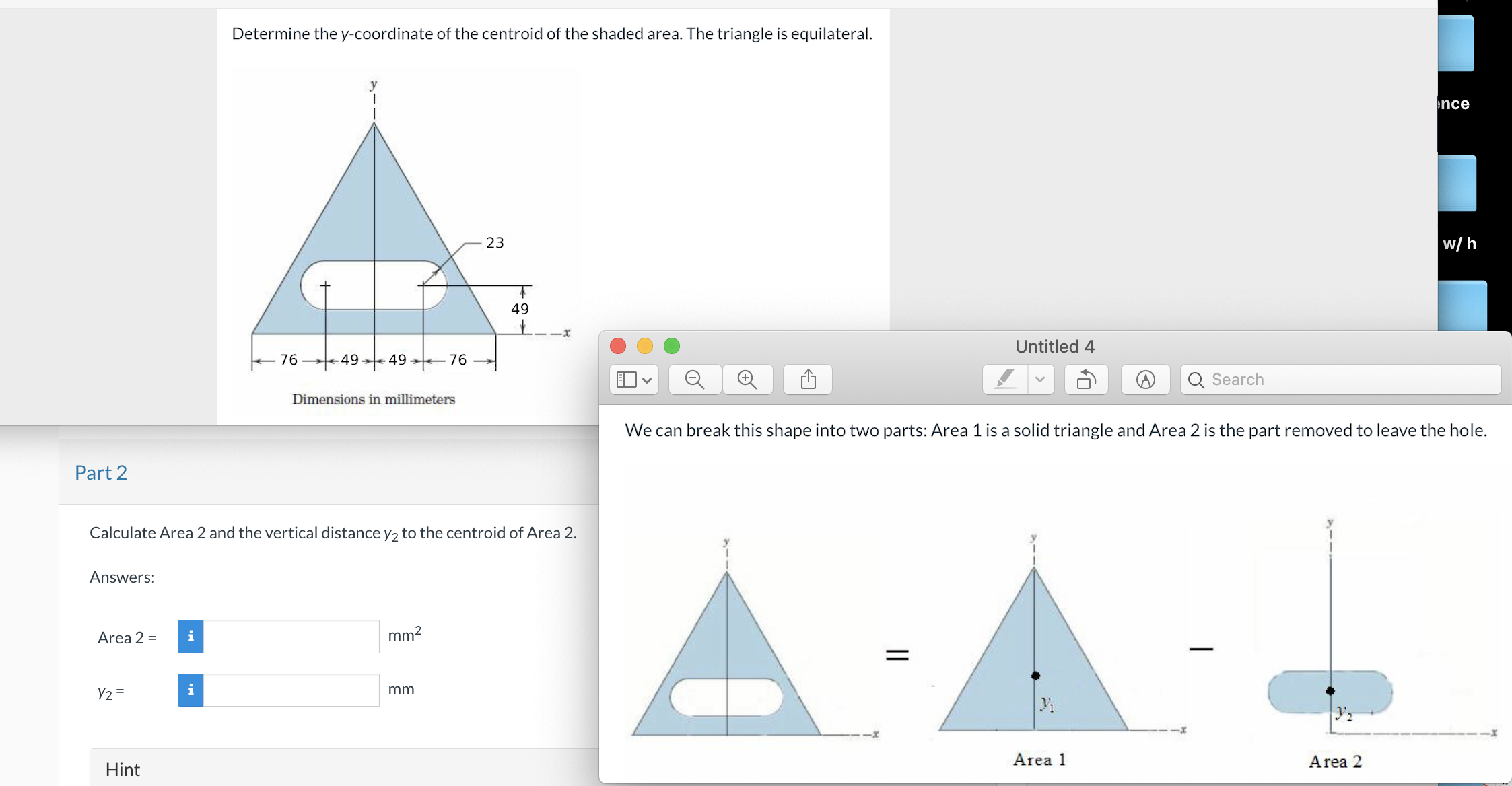 Solved Determine the y-coordinate of the centroid of the | Chegg.com