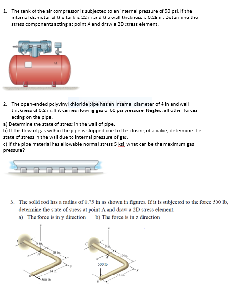 Solved 1. The tank of the air compressor is subjected to an | Chegg.com