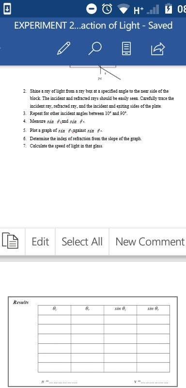 Solved EXPERIMENT 1: REFRACTION OF LIGHT AND SNELL'S LAW | Chegg.com