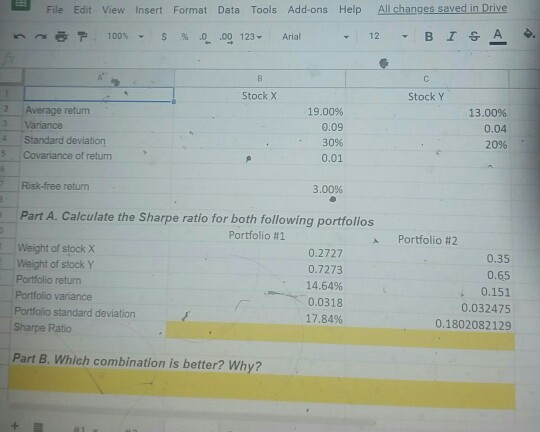 Solved File Edit View Insert Format Data Tools Add Ons Help 