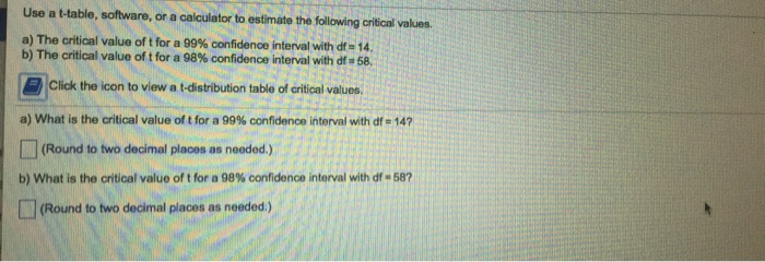 Solved Use a t-table, software, or a calculator to estimate | Chegg.com