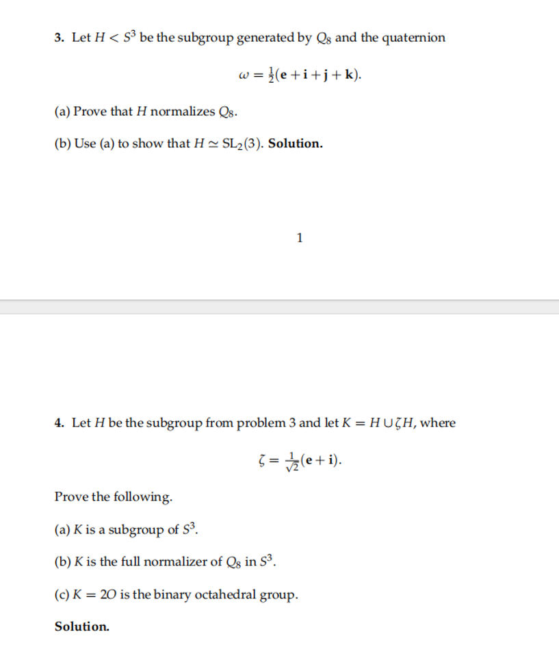 Solved Let H ﻿be the subgroup from problem 3 ﻿and let | Chegg.com