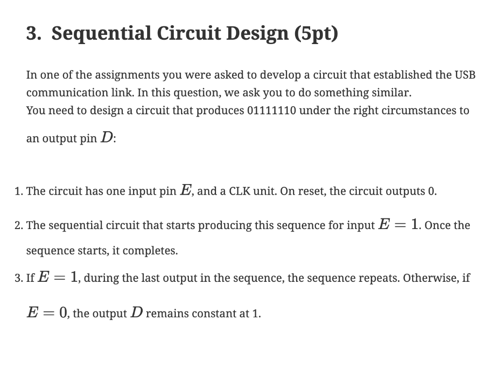 3. Sequential Circuit Design (5pt) In one of the | Chegg.com