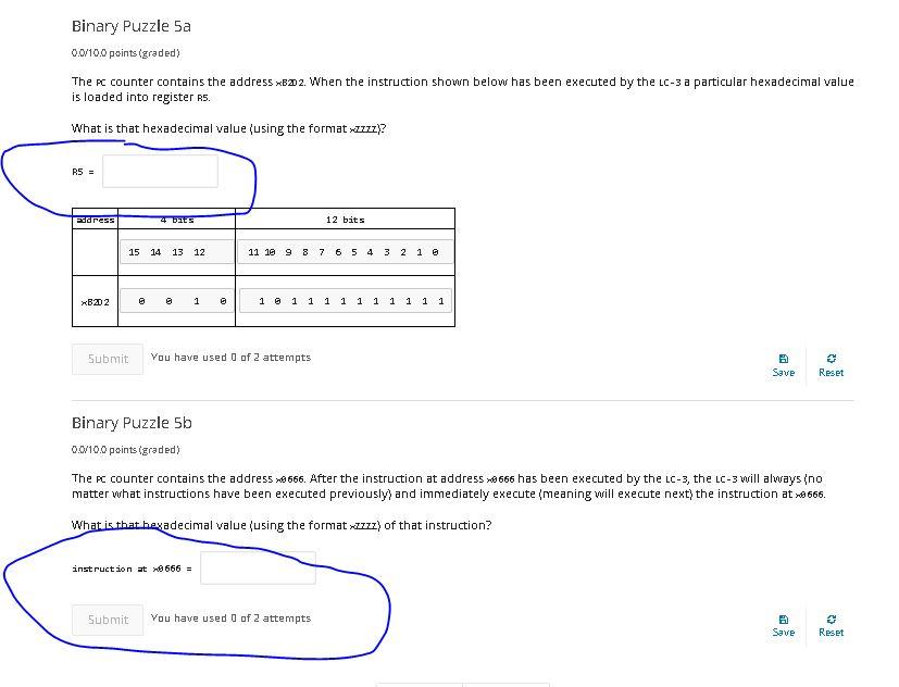Solved Binary Puzzle 5a 0.0/100 points (graded) The pc | Chegg.com