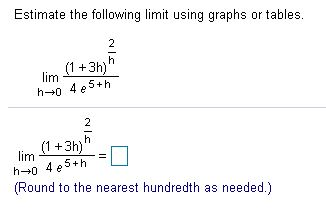 Solved Estimate the following limit using graphs or tables | Chegg.com