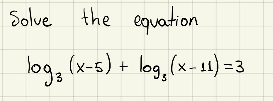 Solved Solve the equation log2 (x-5) + log2 (x-11) =3 | Chegg.com