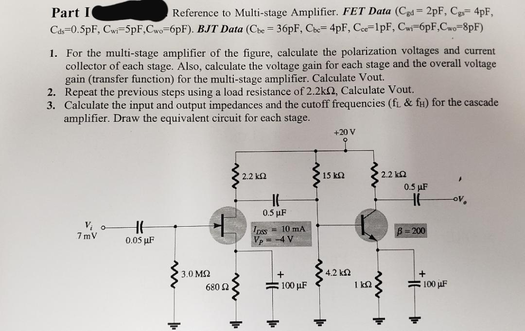 Part I Reference to Multi-stage Amplifier. FET Data | Chegg.com