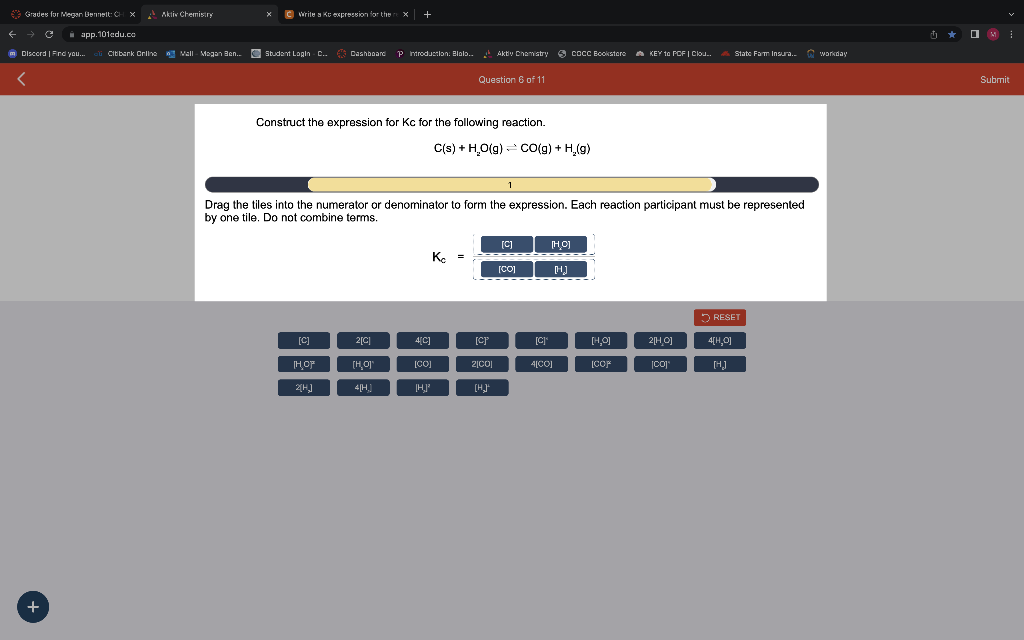 Solved Construct the expression for Kc for the following | Chegg.com