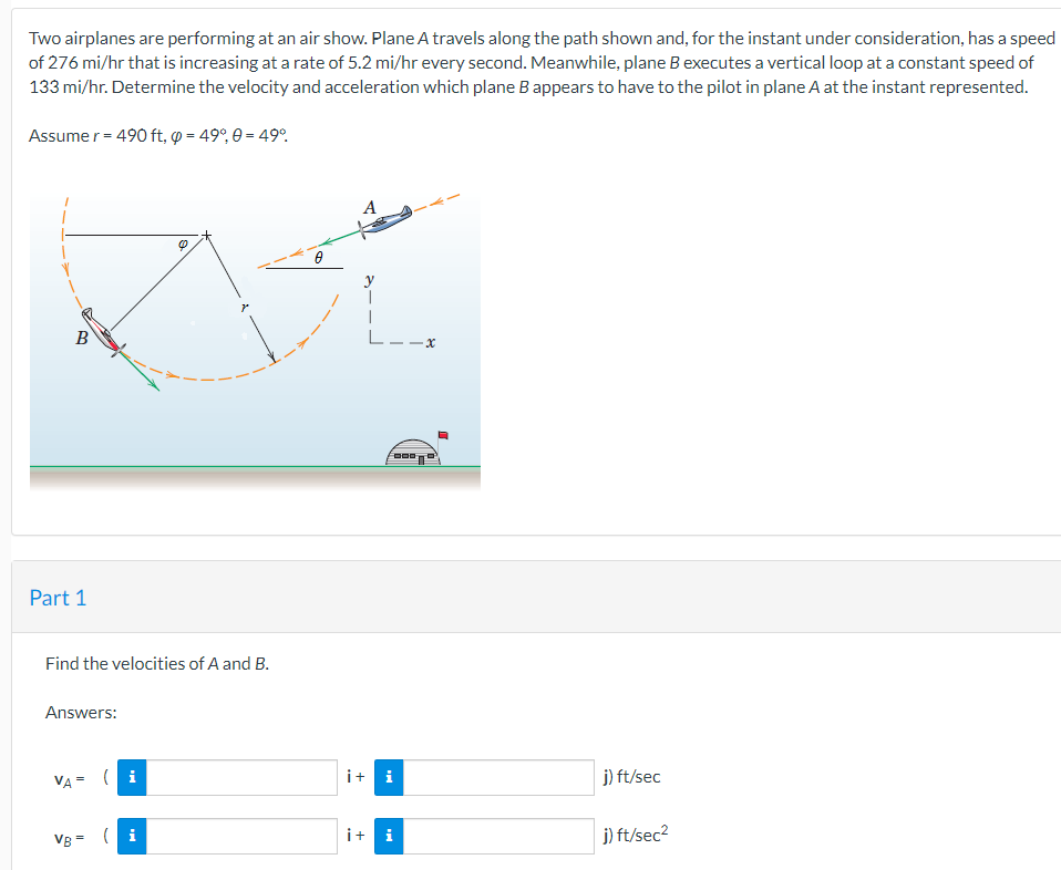 Solved Two airplanes are performing at an air show. Plane A | Chegg.com