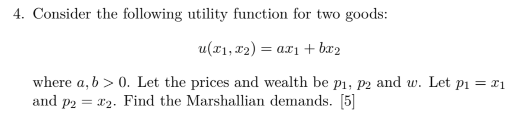 Solved Consider the following utility function for two | Chegg.com