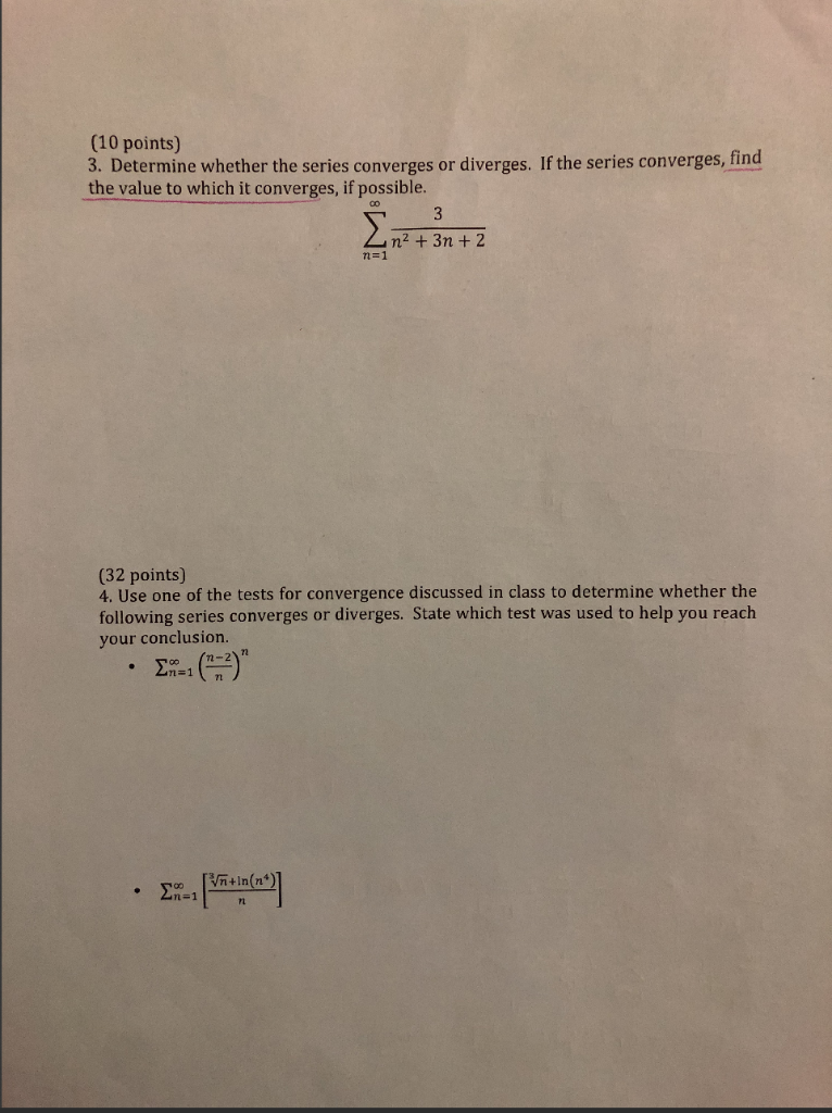 Solved (10 points) 3. Determine whether the series converges | Chegg.com