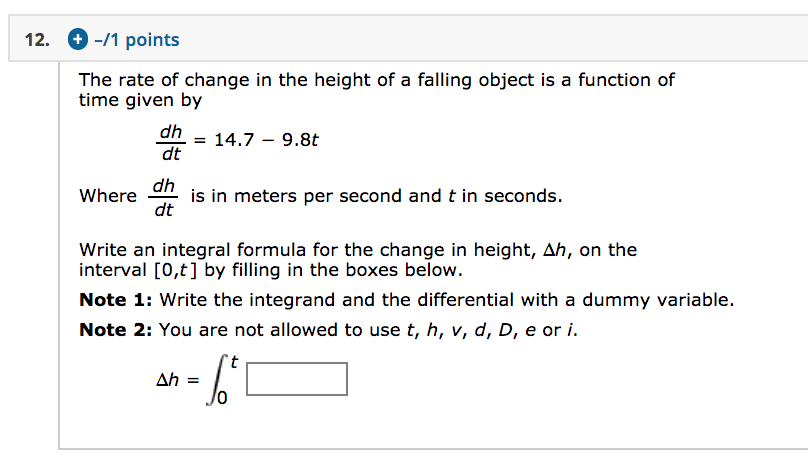Solved 5. 0/1 points Previous Answers The change in position | Chegg.com