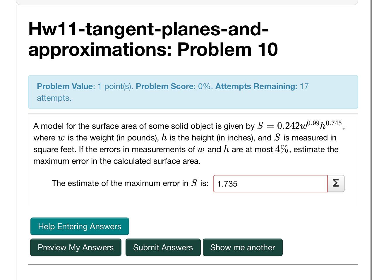 Solved Hw11-tangent-planes-andapproximations: Problem 10 | Chegg.com