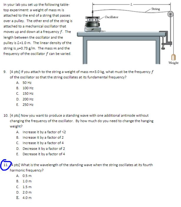 Solved String Oscillator JDOO In your lab you set up the | Chegg.com