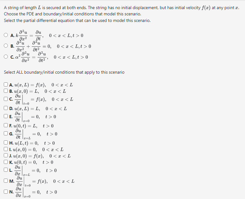 Solved A string of length L is secured at both ends. The | Chegg.com
