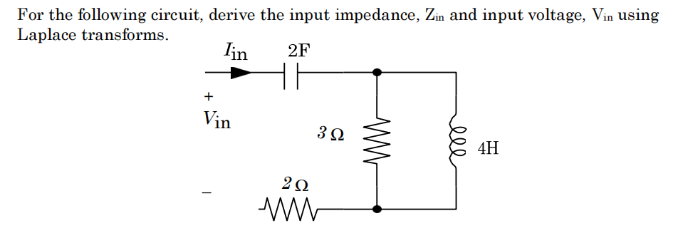 Solved For the following circuit, derive the input | Chegg.com