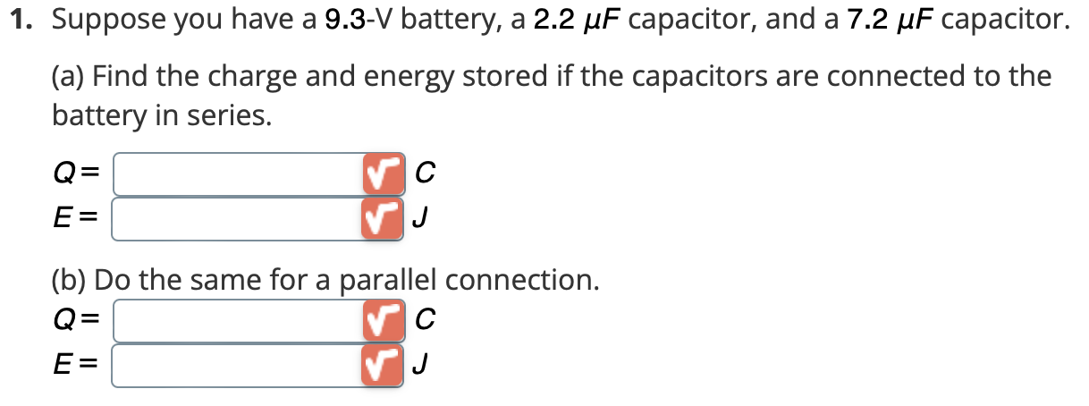 Solved Suppose you have a 9.3-V battery, a 2.2μF capacitor, | Chegg.com