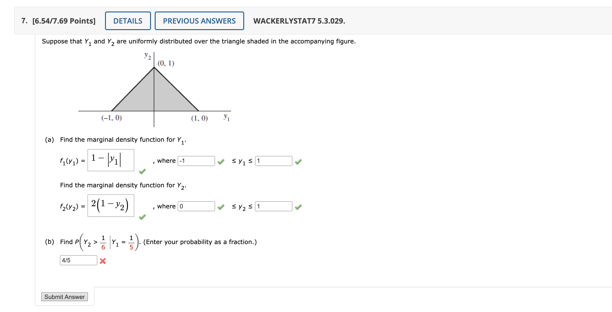 Solved We determined that f(y1,y2)={6(1−y2),0,0≤y1≤y2≤1, | Chegg.com