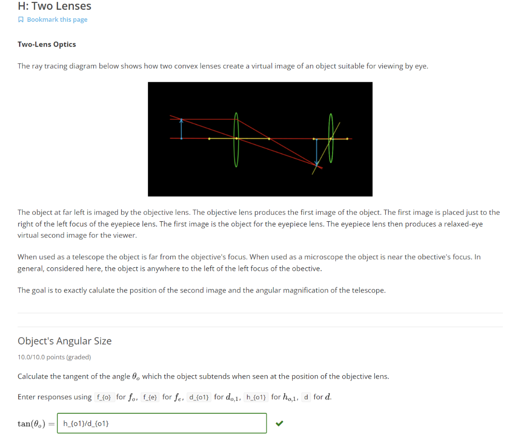 Two-Lens Optics The ray tracing diagram below shows | Chegg.com