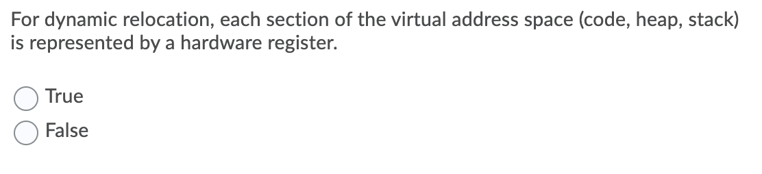 Solved For dynamic relocation, each section of the virtual | Chegg.com