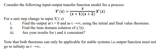 Solved S Consider the following input-output transfer | Chegg.com