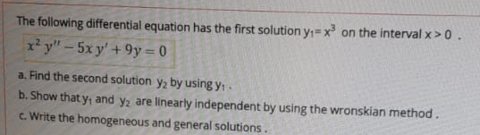 Solved The following differential equation has the first | Chegg.com