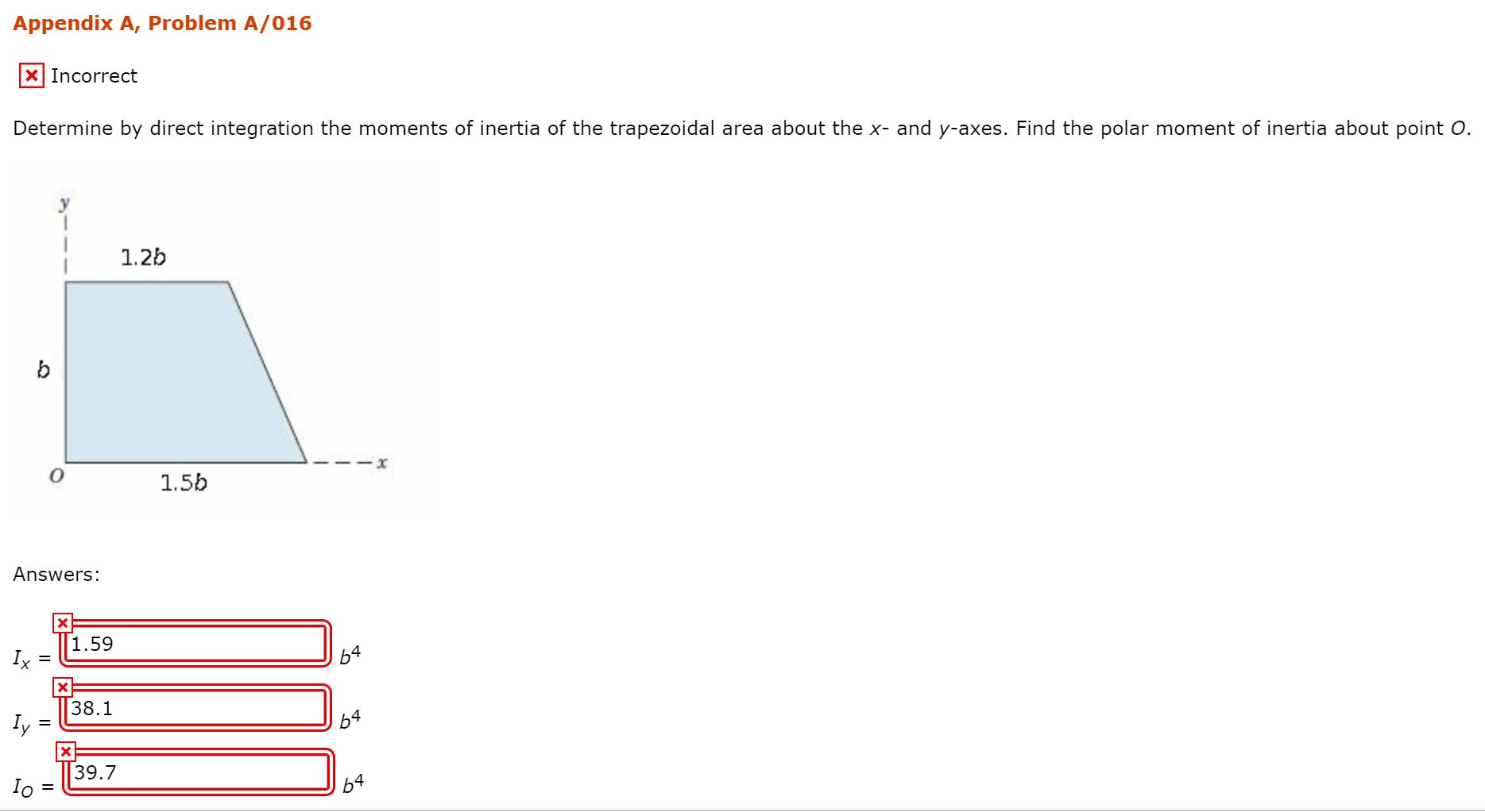 Solved Appendix A, Problem A/016 * Incorrect Determine by | Chegg.com