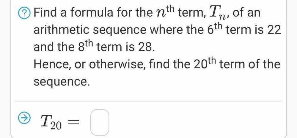 Solved Find a formula for the nth term, Tn, of an | Chegg.com