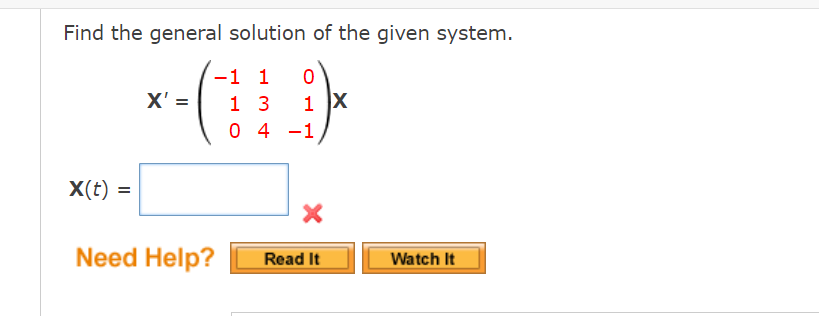 Solved Find the general solution of the given system. | Chegg.com