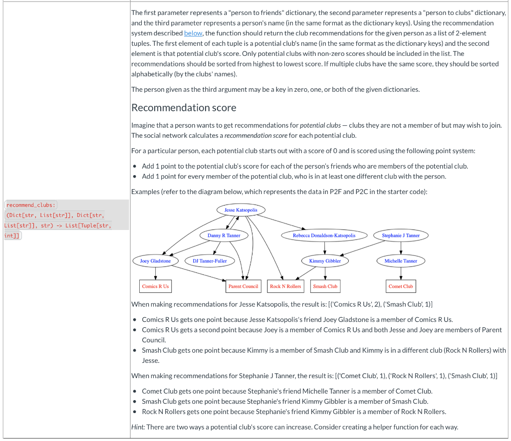 The first parameter represents a "person to friends" | Chegg.com
