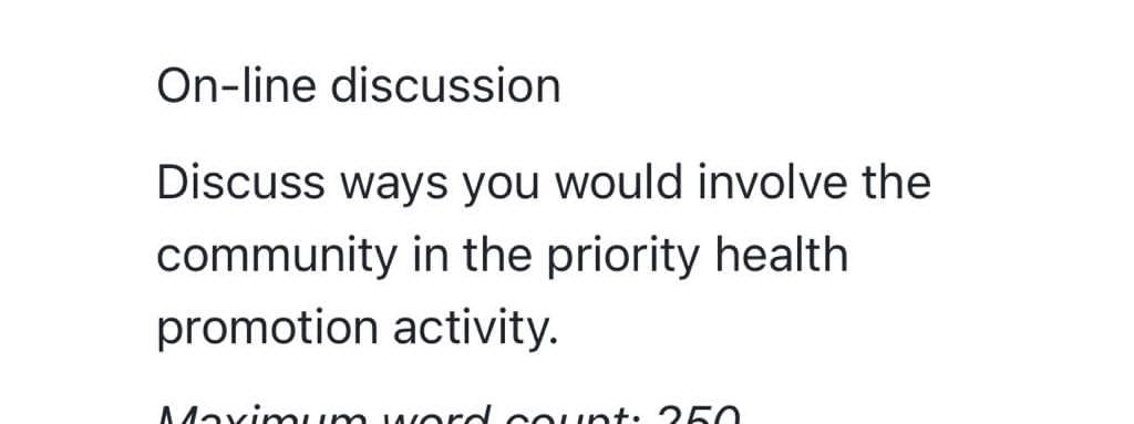 Solved On-line discussion Discuss ways you would involve the | Chegg.com