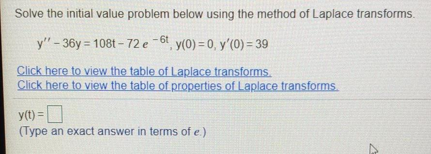 Solved Solve the initial value problem below using the | Chegg.com