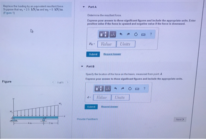 Solved Replace the loading by an equivalent resultant force | Chegg.com