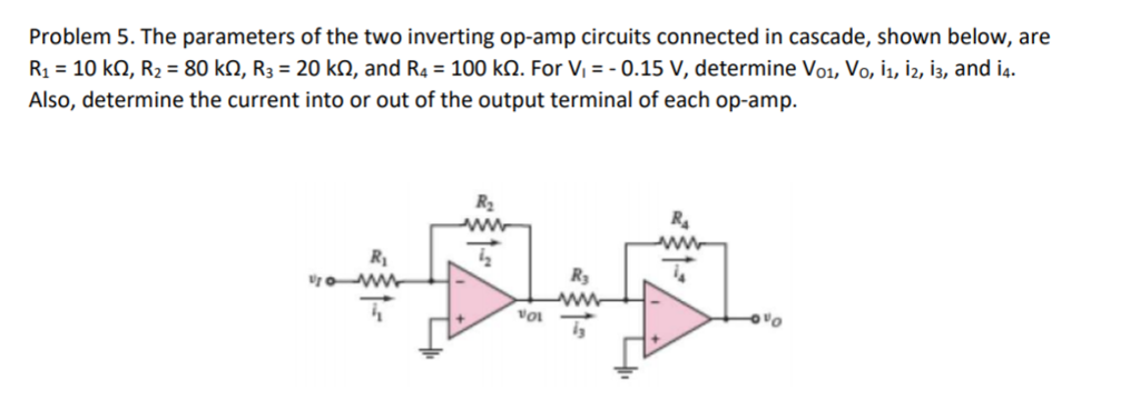 Solved Problem 5. The parameters of the two inverting op-amp | Chegg.com