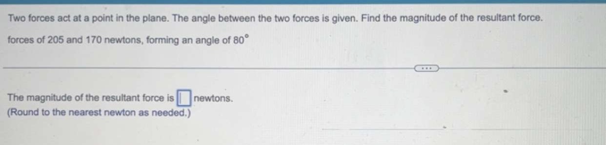 Solved Two forces act at a point in the plane. The angle | Chegg.com