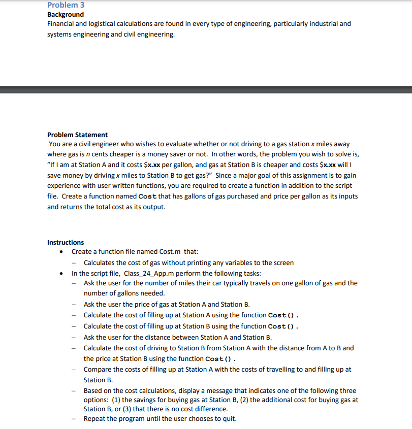 Solved Problem 3 Background Financial and logistical | Chegg.com
