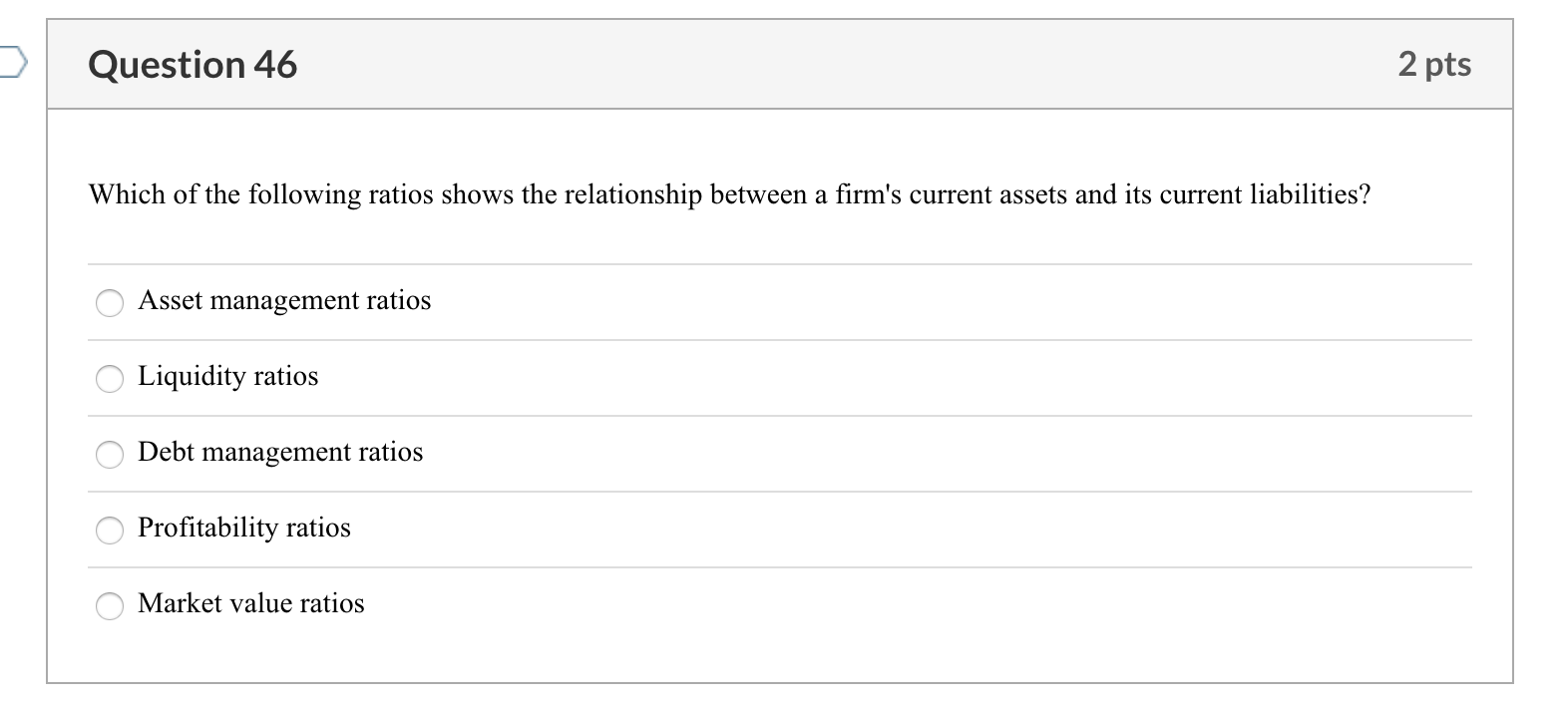 Solved Question 46 2 pts Which of the following ratios shows | Chegg.com