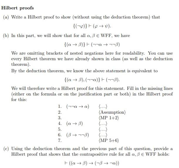 Solved Hilbert Proofs A Write A Hilbert Proof To Show