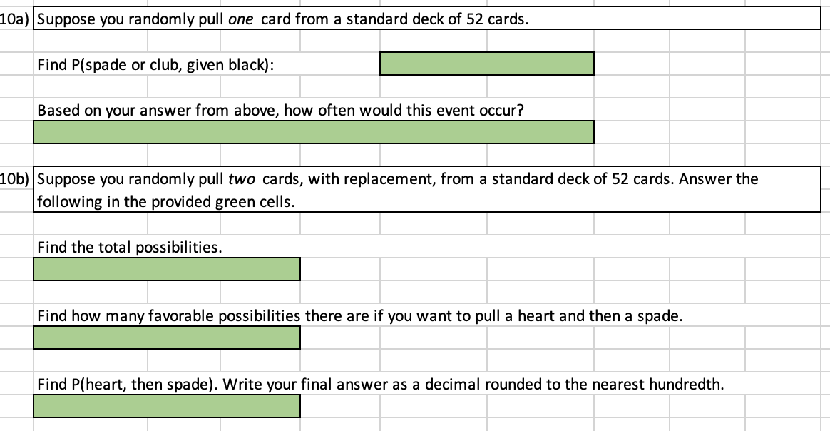 Solved 10a) Suppose you randomly pull one card from a | Chegg.com