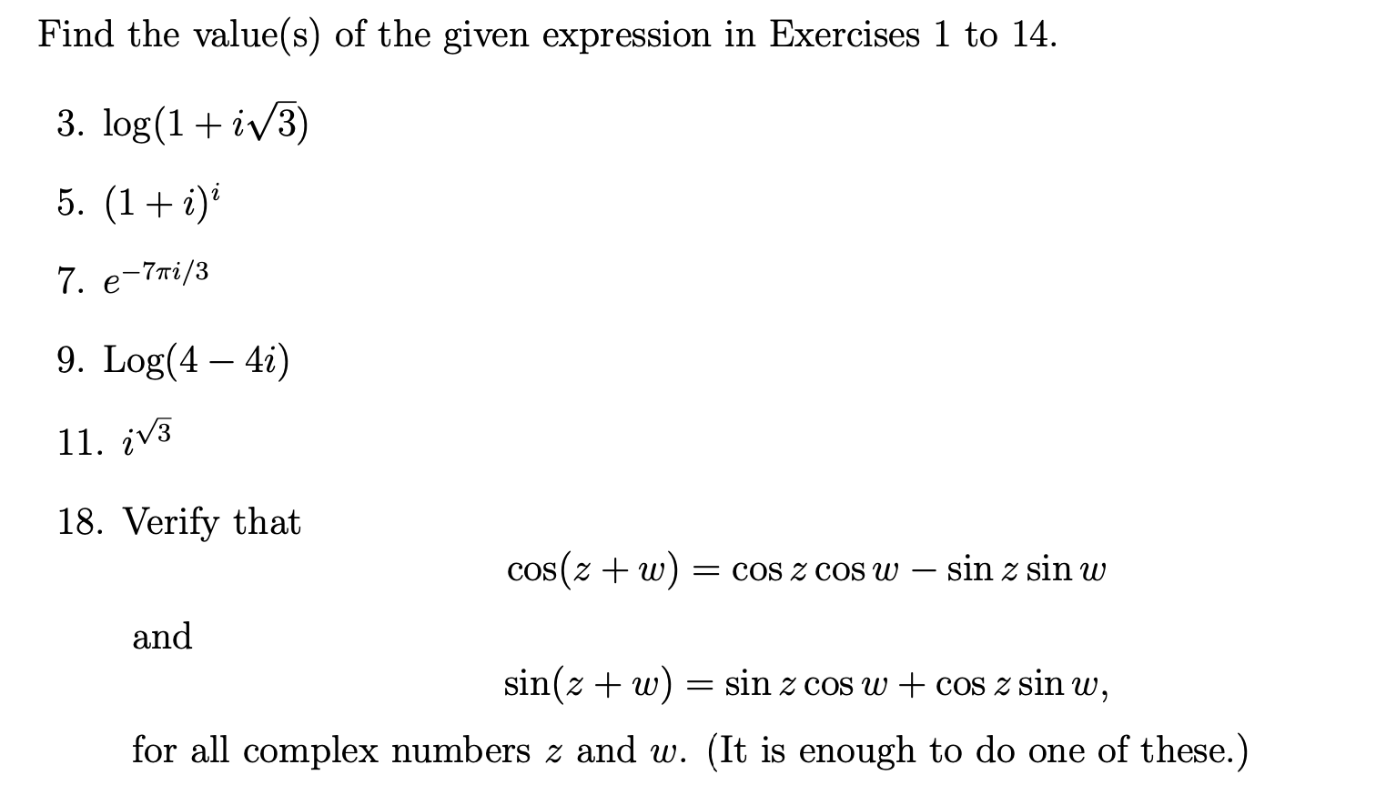 Solved Find the value(s) of the given expression in | Chegg.com