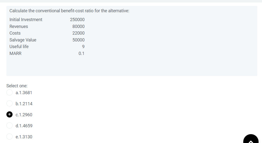 Solved Calculate the conventional benefit-cost ratio for the | Chegg.com