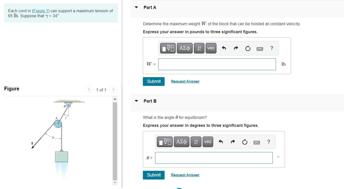 Solved Each cord in (Figure 1) can support a maximum tension | Chegg.com