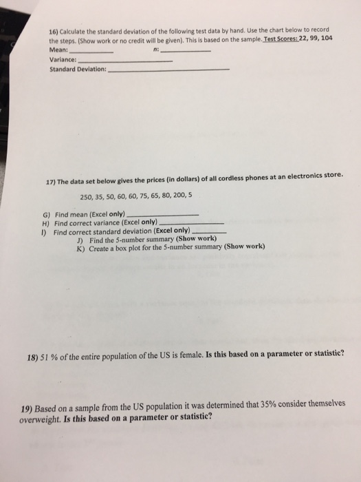 Solved Calculate the standard deviation of the following | Chegg.com