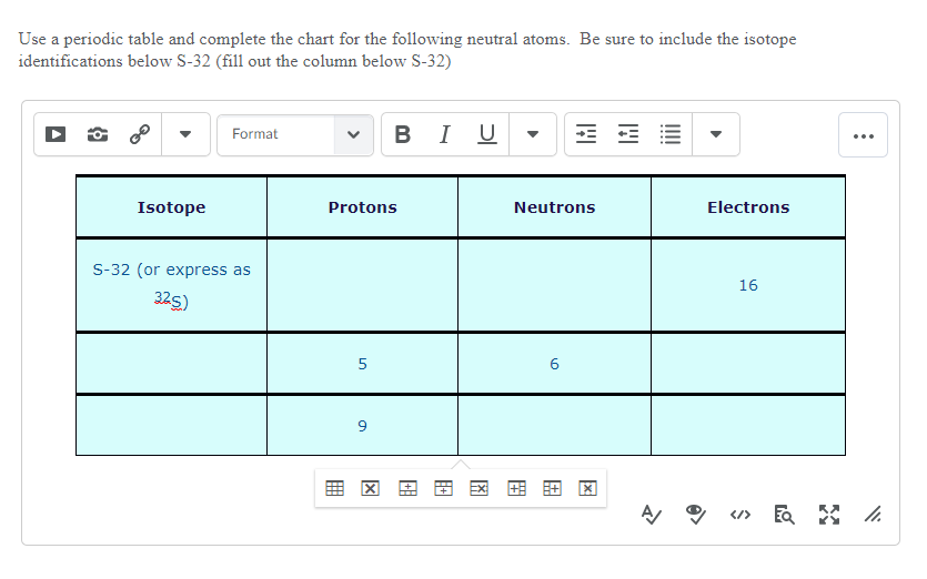 Use The Periodic Table To Fill In The Below Chart - Solved Use A ... Use The Periodic Table To Fill In The Below Chart - Solved Use A ...