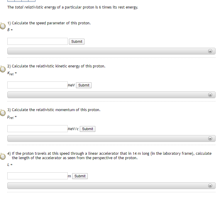 Solved The total relativistic energy of a particular proton | Chegg.com