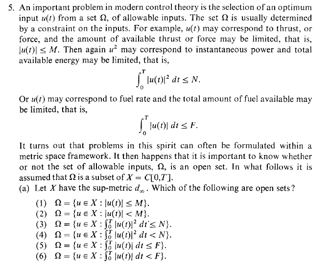 5. An important problem in modern control theory is | Chegg.com