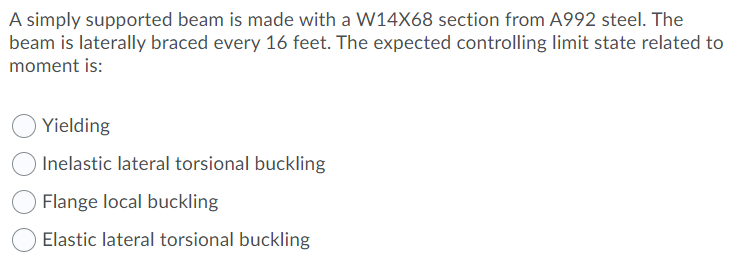 Solved A simply supported beam is made with a W14X68 section | Chegg.com