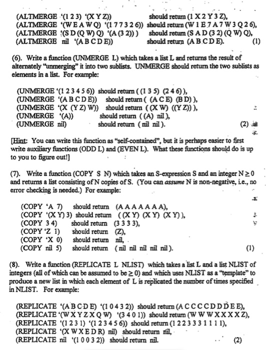 Solved In The Spirit Of The Lisp Examples Done In Class 