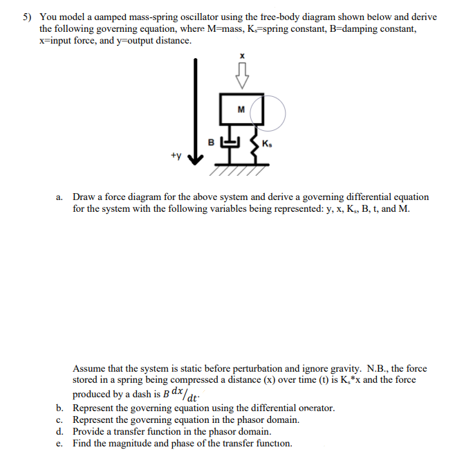 Solved 5) You model a camped mass-spring oscillator using | Chegg.com